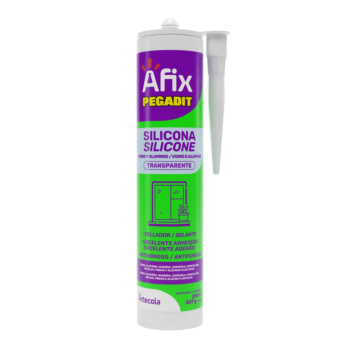 SILICONA VIDRIO Y ALUMINIO 280ML AFIX - Passol