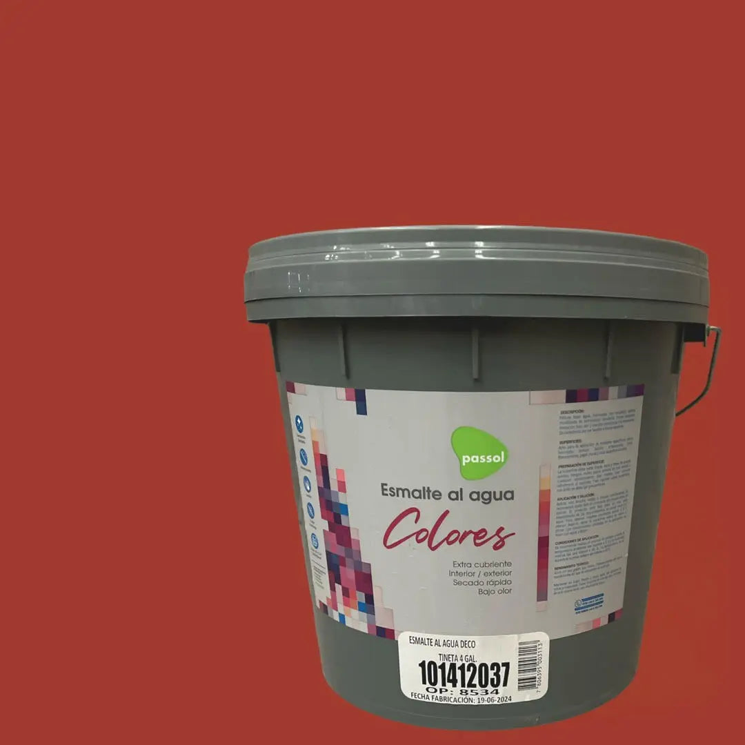 Esmalte al Agua Rojo Colonial Tineta 4gl Passol - Passol